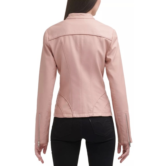Guess | Jackets & Coats | Nwtguess Faux Leather Jacket Dusty Pink ...